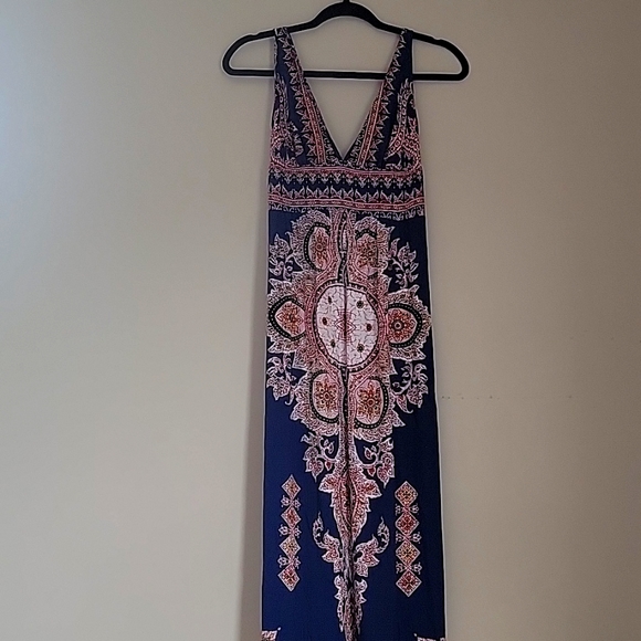 Angie | Dresses | Angie Maxi Dress Navy Blue Boho Print | Poshmark